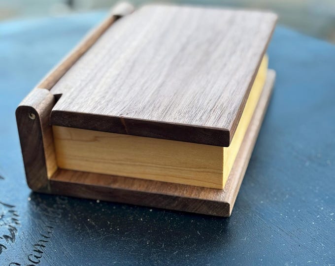 Handmade Wooden Book Box | Black Walnut & Maple With Velvet Lining ...