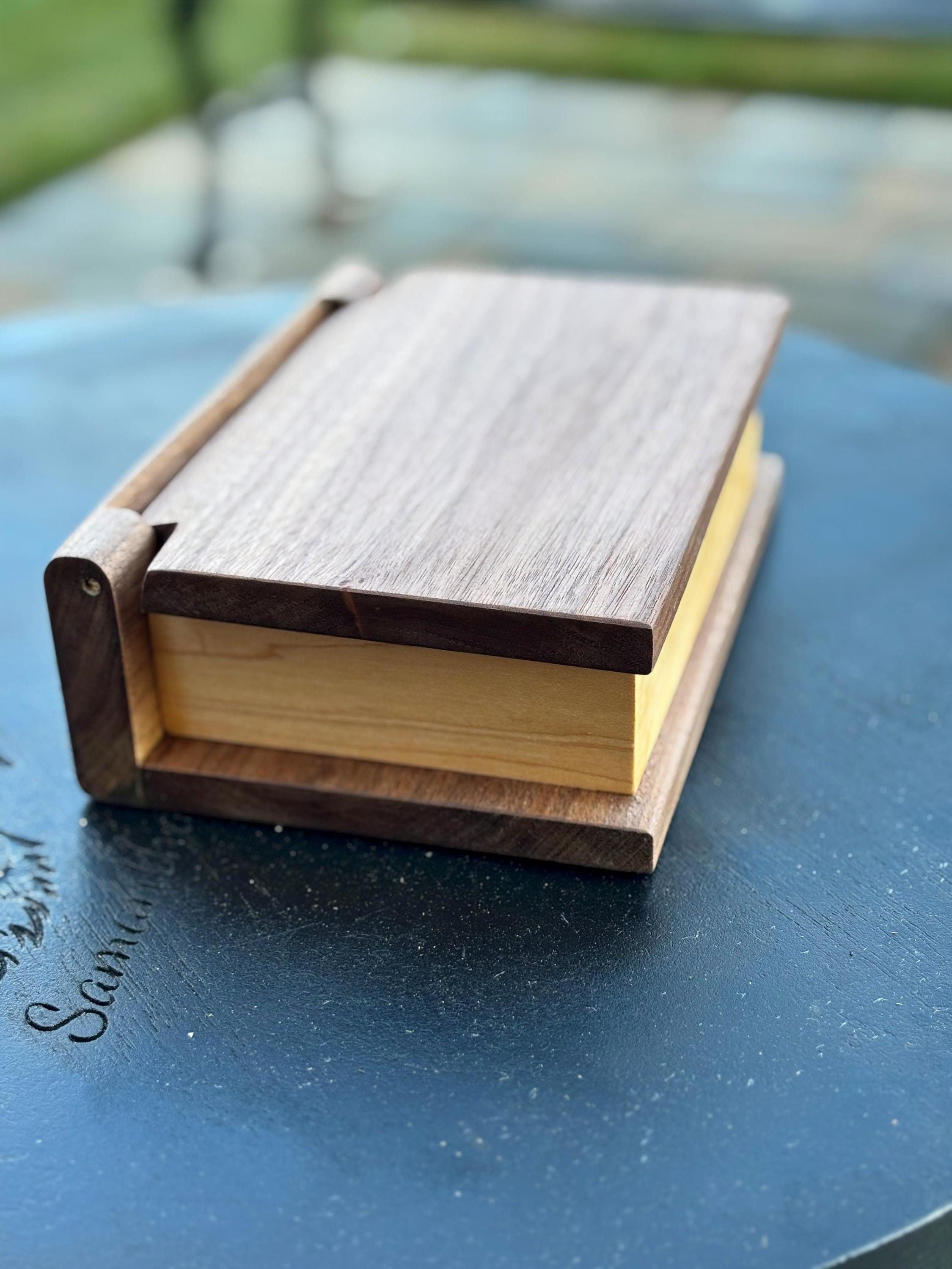 Handmade Wooden Book Box | Black Walnut & Maple With Velvet Lining ...