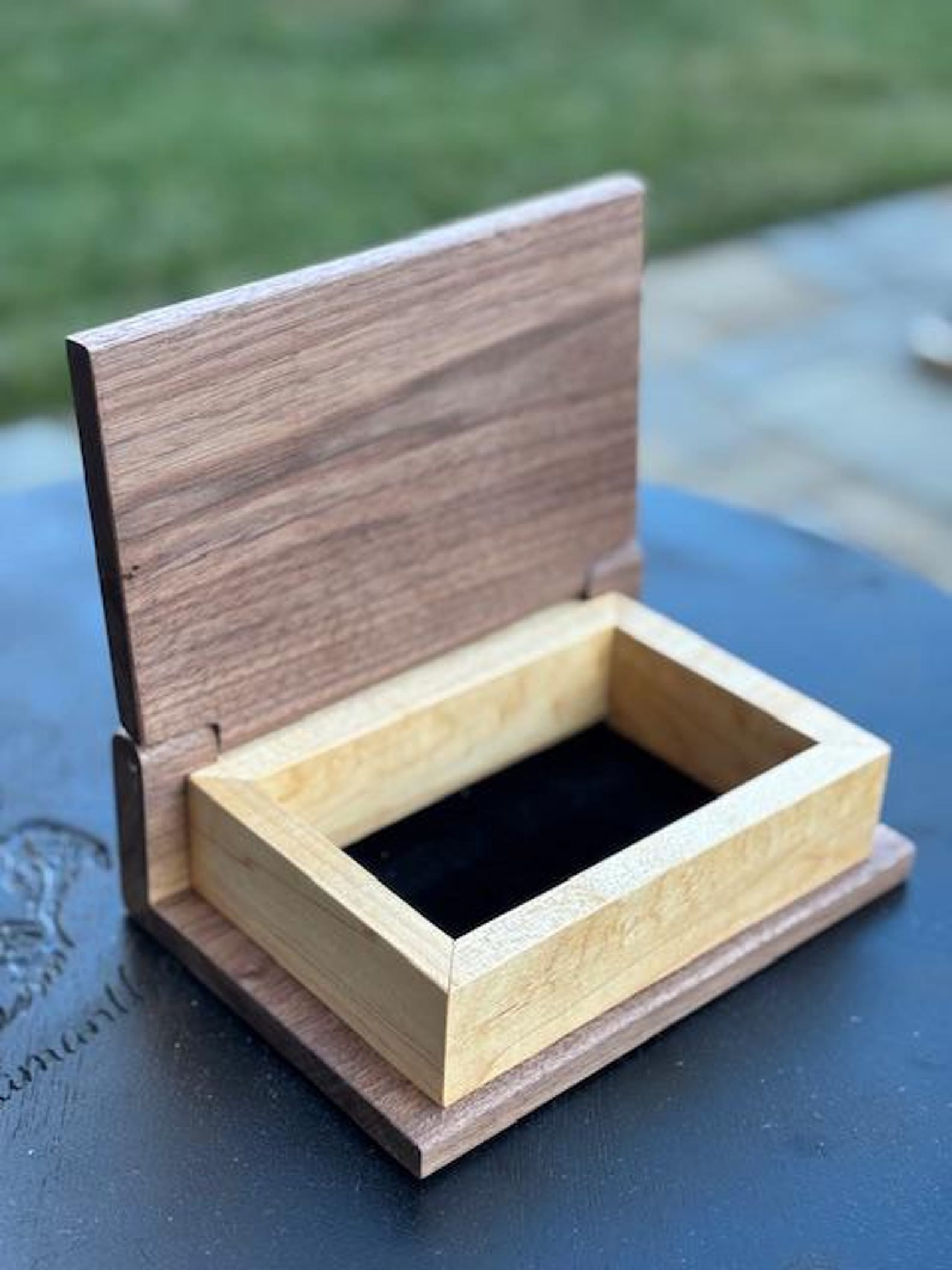 Handmade Wooden Book Box | Black Walnut & Maple With Velvet Lining ...