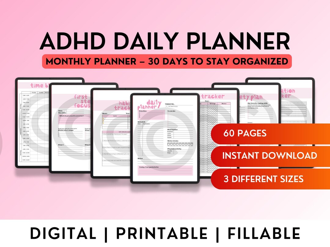 Adhd/neurodivergent Daily Planner – Printable Habit, Sleep & Medication ...