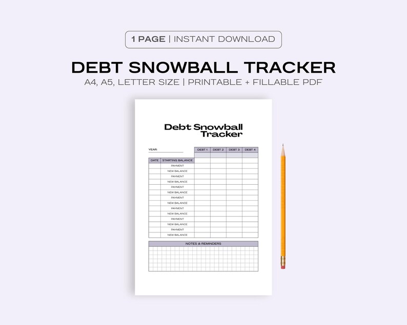ADHD Debt Snowball Tracker Printable Debt Free Debt Payoff Progress Log ...