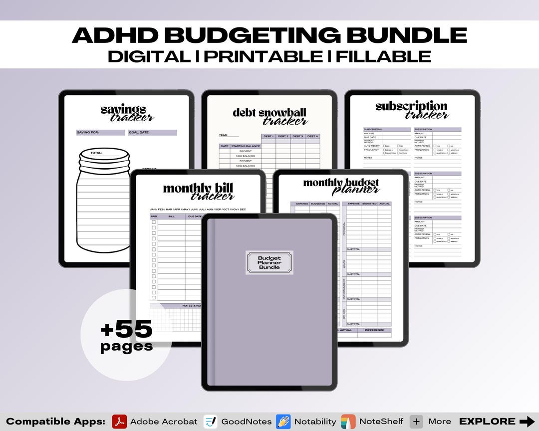 ADHD Budget Binder Printable Easy Household Budget Monthly Budget ...
