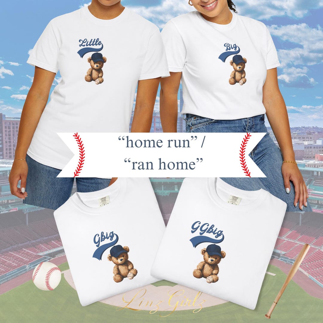 Home Run / Ran Home Big Little Reveal Matching White T-shirts︳baseball ...