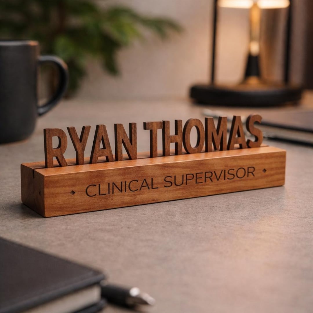 Personalized Walnut Wood Desk Name Plate, Custom Office Decor - Etsy