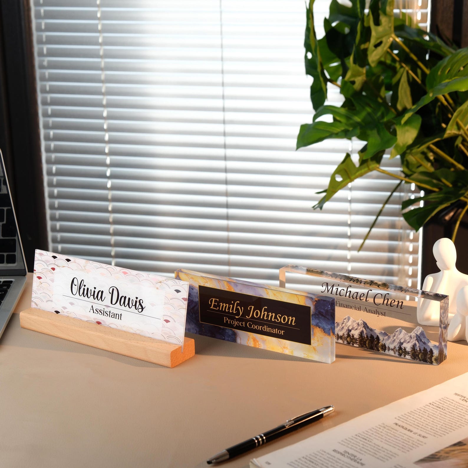 Custom Logo Desk Name Plate | Clear Acrylic Office Sign | Personalized ...