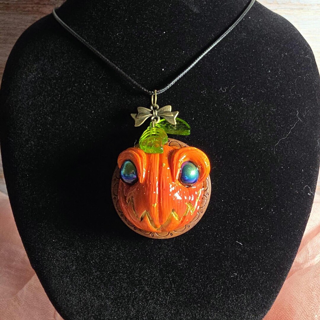 Polymer Clay Pumpkin Medallion Necklace - Etsy