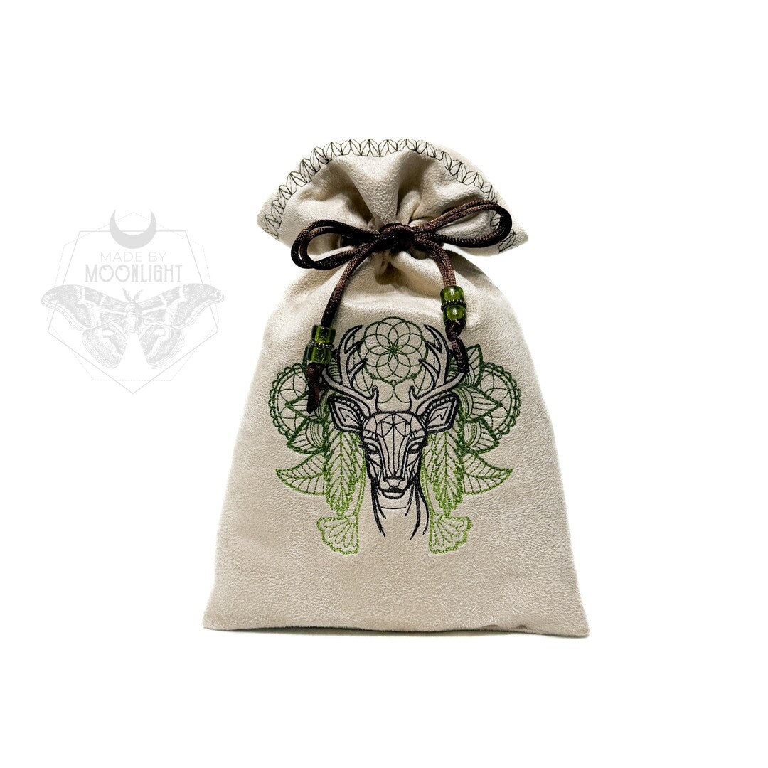 STAG TOTEM • Embroidered Tarot Card Bag • Rune Pouch • Dice Bag Made of ...