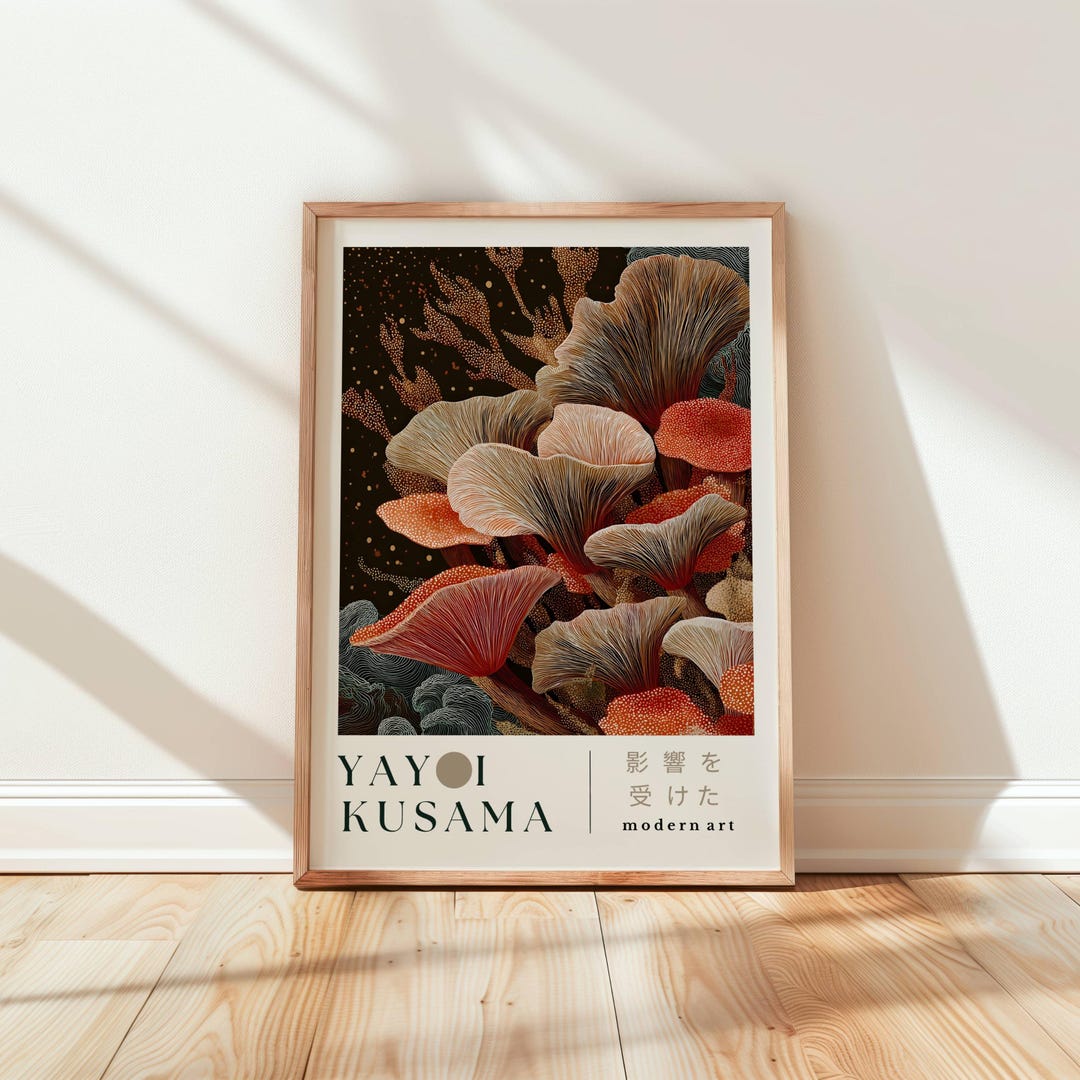 Yayoi Kusama Mushroom Inspired Print, Japanese Wall Art, Kusama Print ...