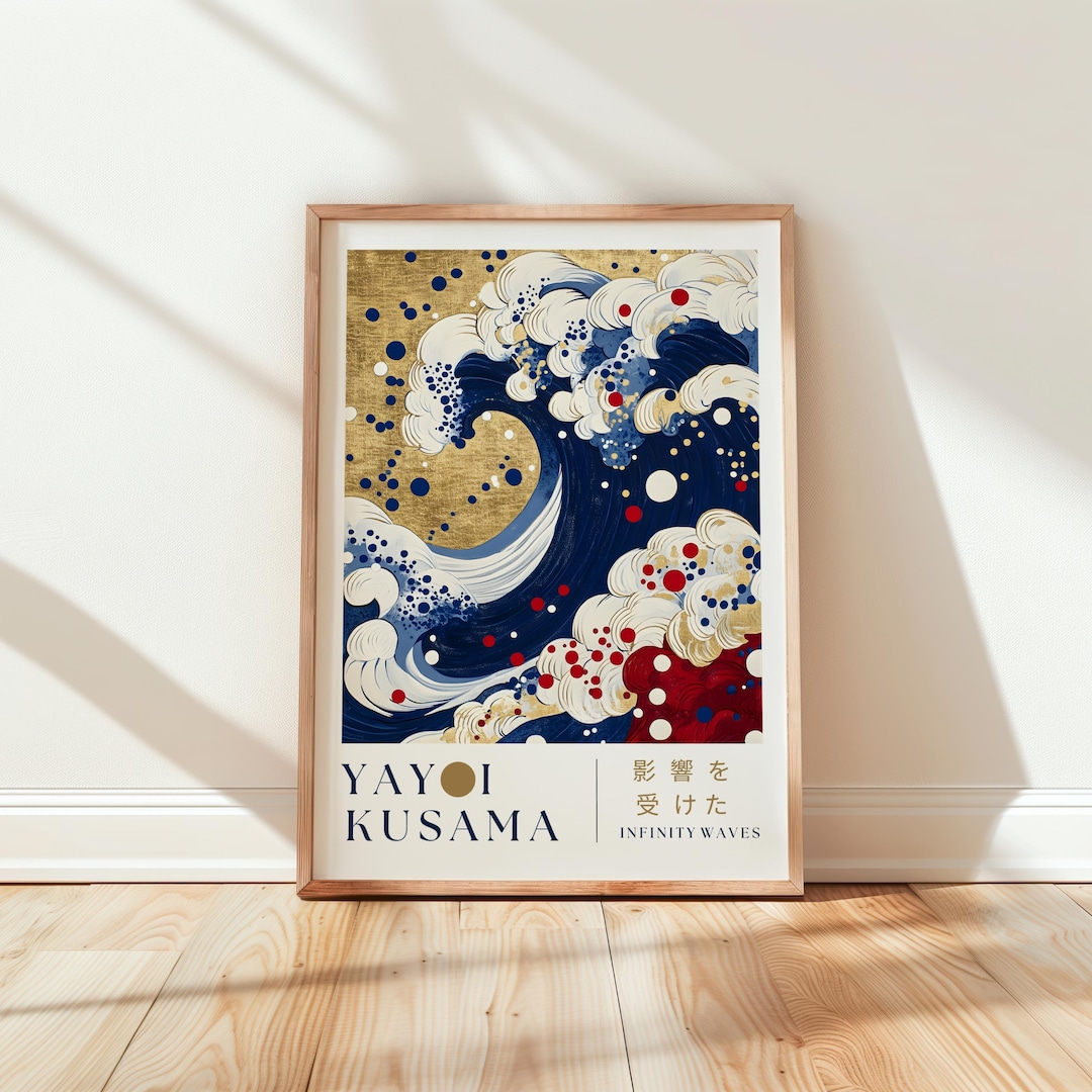 Yayoi Kusama Print Inspired, Japanese Wave Abstract Wall Art Print ...