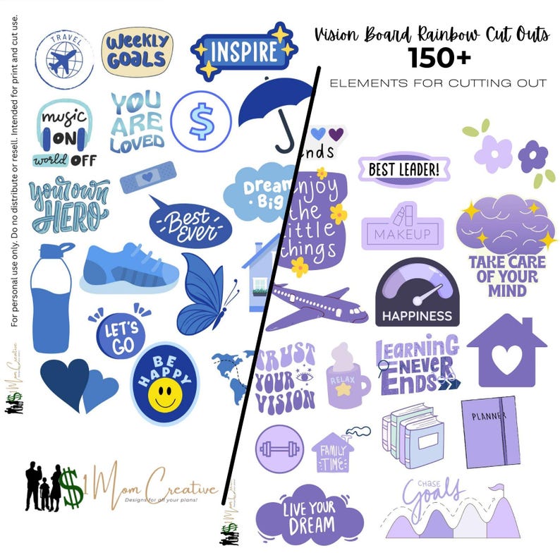 Vision Board Cut Outs, Vision Board Icons, Clipart, Vision Board Party ...