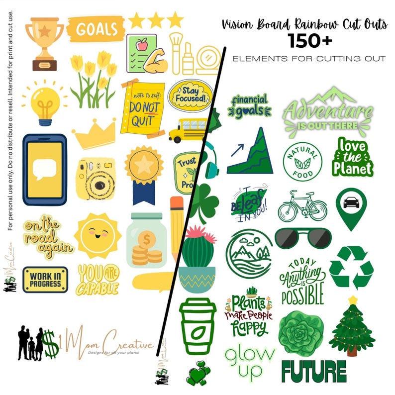 Vision Board Cut Outs, Vision Board Icons, Clipart, Vision Board Party ...