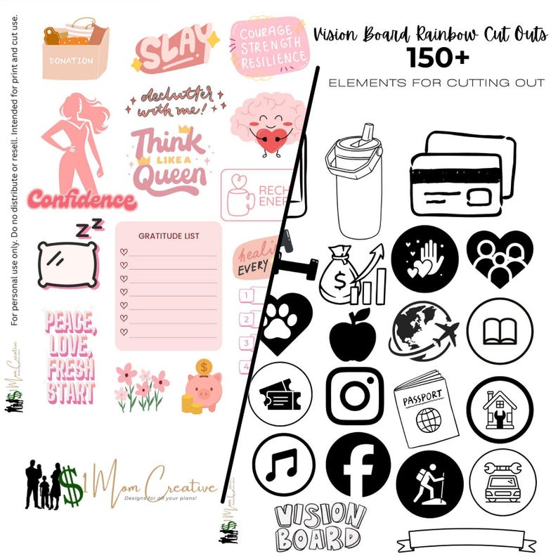 Vision Board Cut Outs, Vision Board Icons, Clipart, Vision Board Party ...