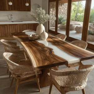 Handmade Live Edge Walnut Epoxy Dining Table, Custom Metal Legs - Etsy