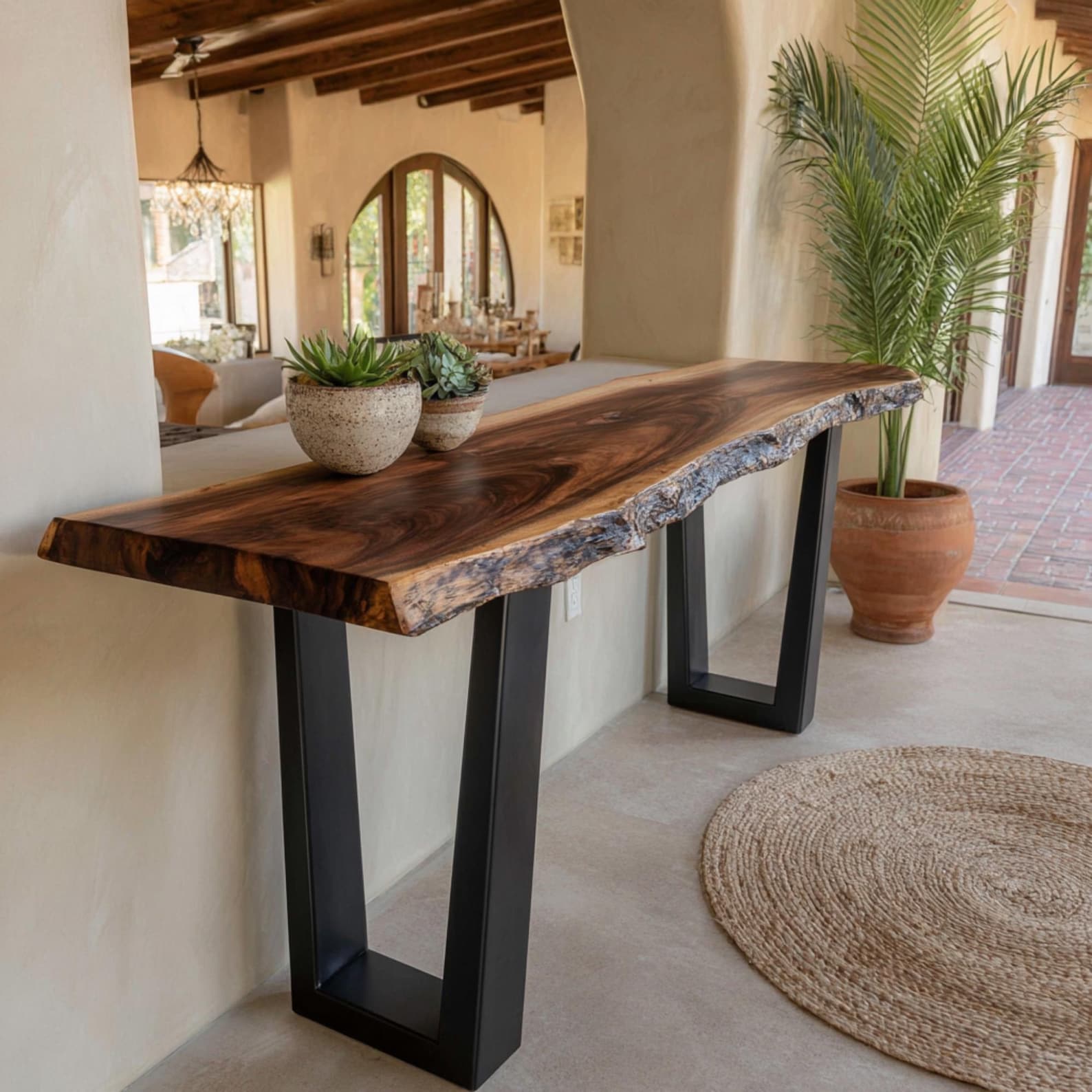 Solid Wood Console Table – Handmade Walnut Console – Rustic Consale ...