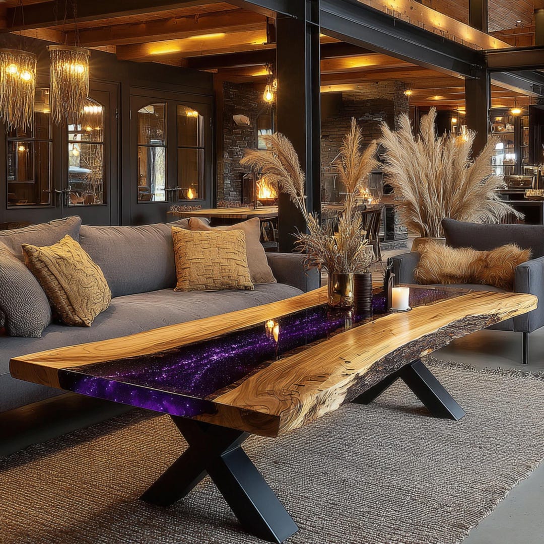 Handmade Live Edge Walnut Coffee Table, Modern Epoxy Resin Inlay - Etsy