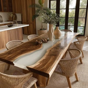 Handmade Live Edge Walnut Epoxy Dining Table, Custom Metal Legs - Etsy