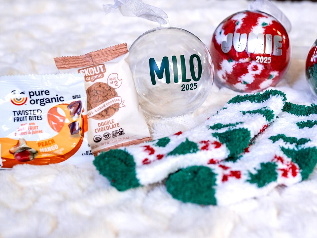 Kids Name Ornament: Fuzzy Socks + Organic Treats - Etsy