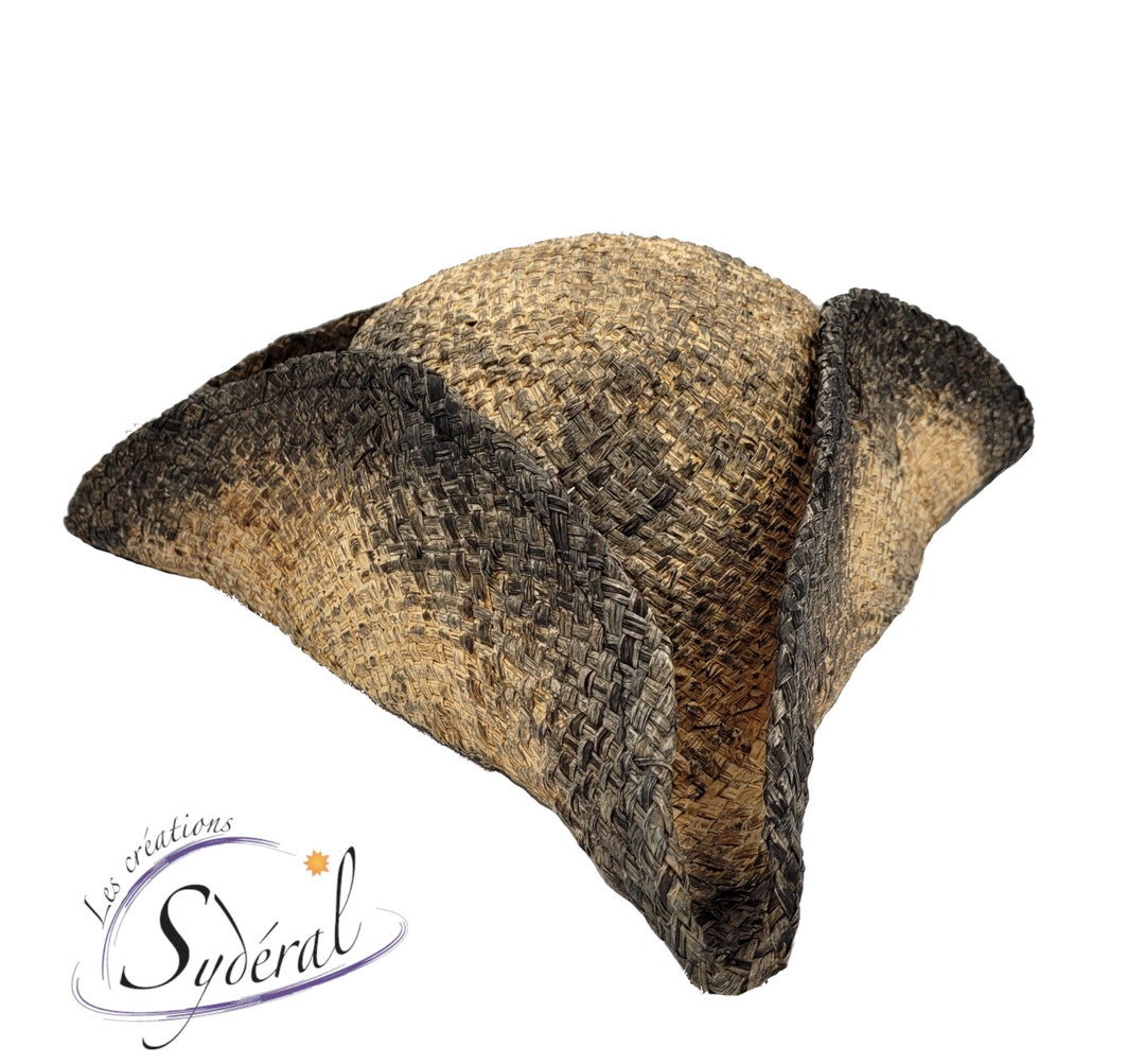 Tricorn Natural and Black Straw,pirate Hat,peasant Hat,pirate Hat ...