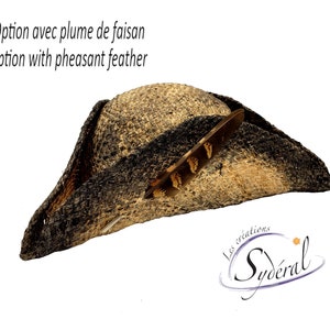 Tricorn Natural and Black Straw,pirate Hat,peasant Hat,pirate Hat ...
