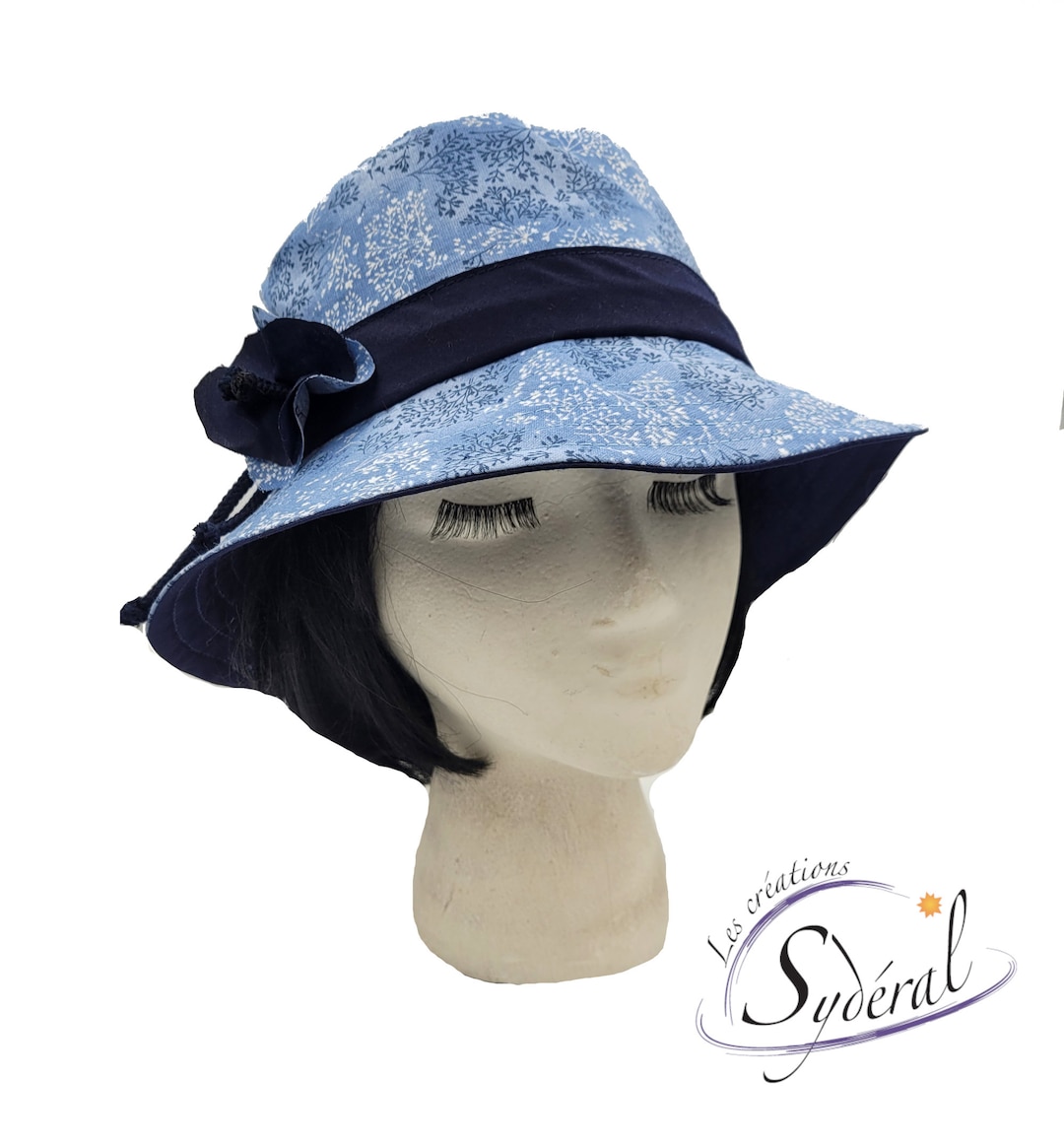Ladies Summer Blue Coton Hat and Dark Blue, Beach Hat, Travel Hat ...