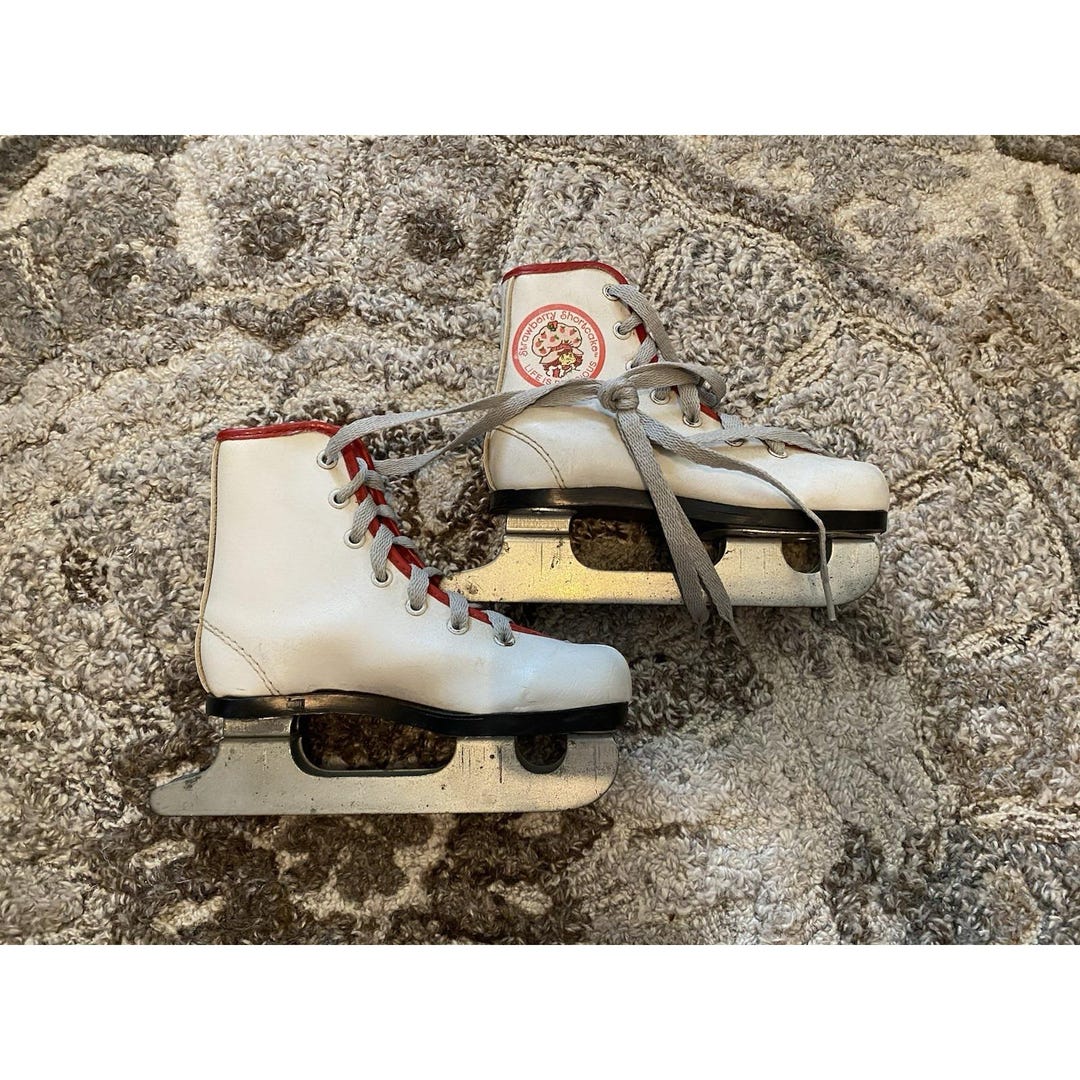 Vintage Rare Strawberry Shortcake Girls Ice Skates Size 6 5/8 Double ...