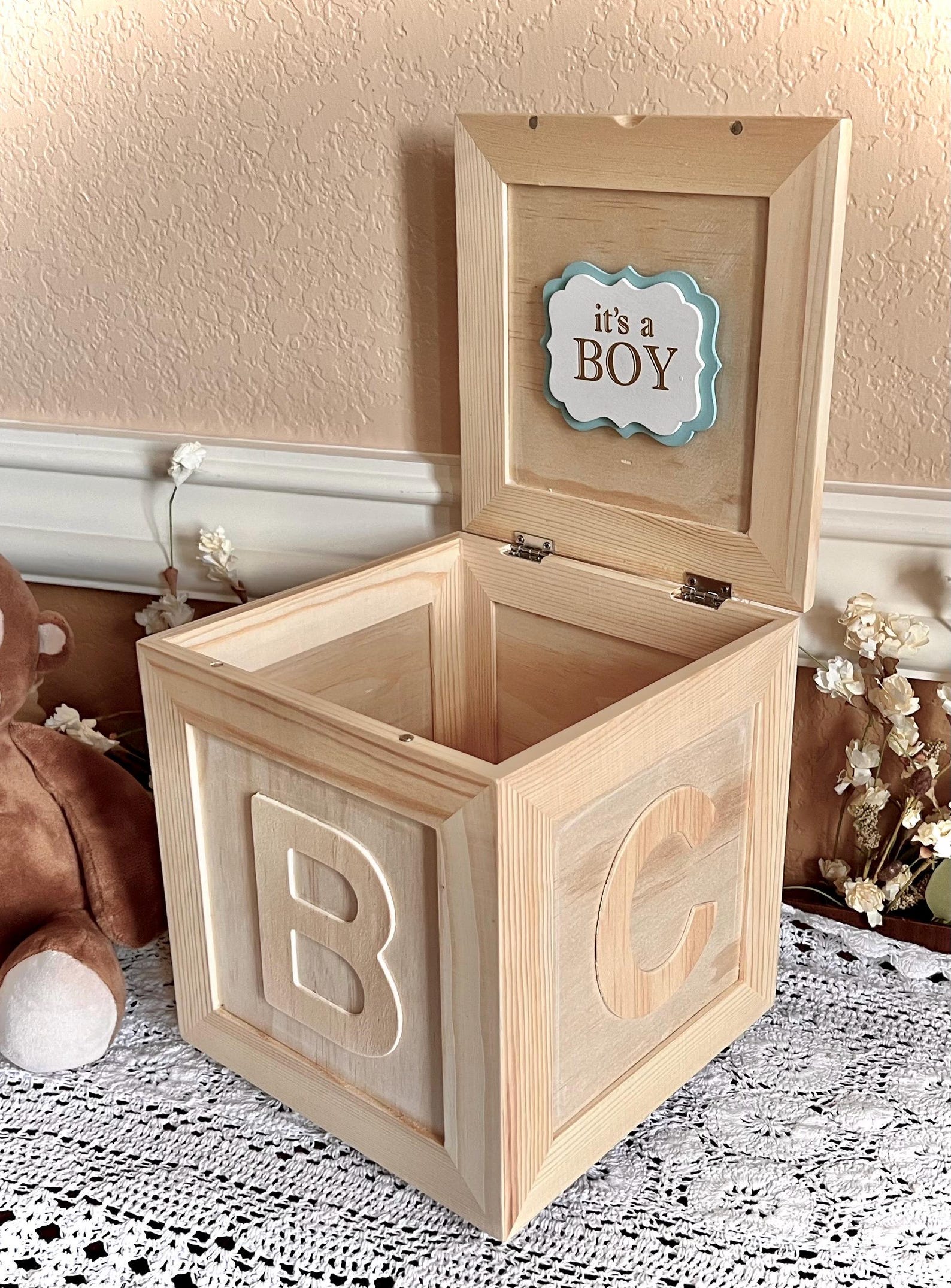 Wooden Gender Reveal Box, Baby Shower Announcement, Keepsake Storage - Etsy