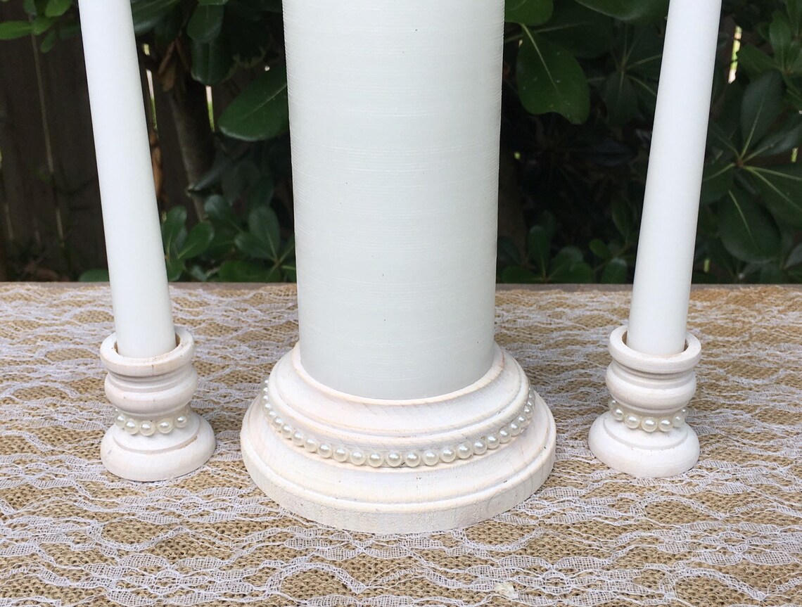 Wedding Unity Ceremony Candle Set Wood Unity Candle Holder | Etsy