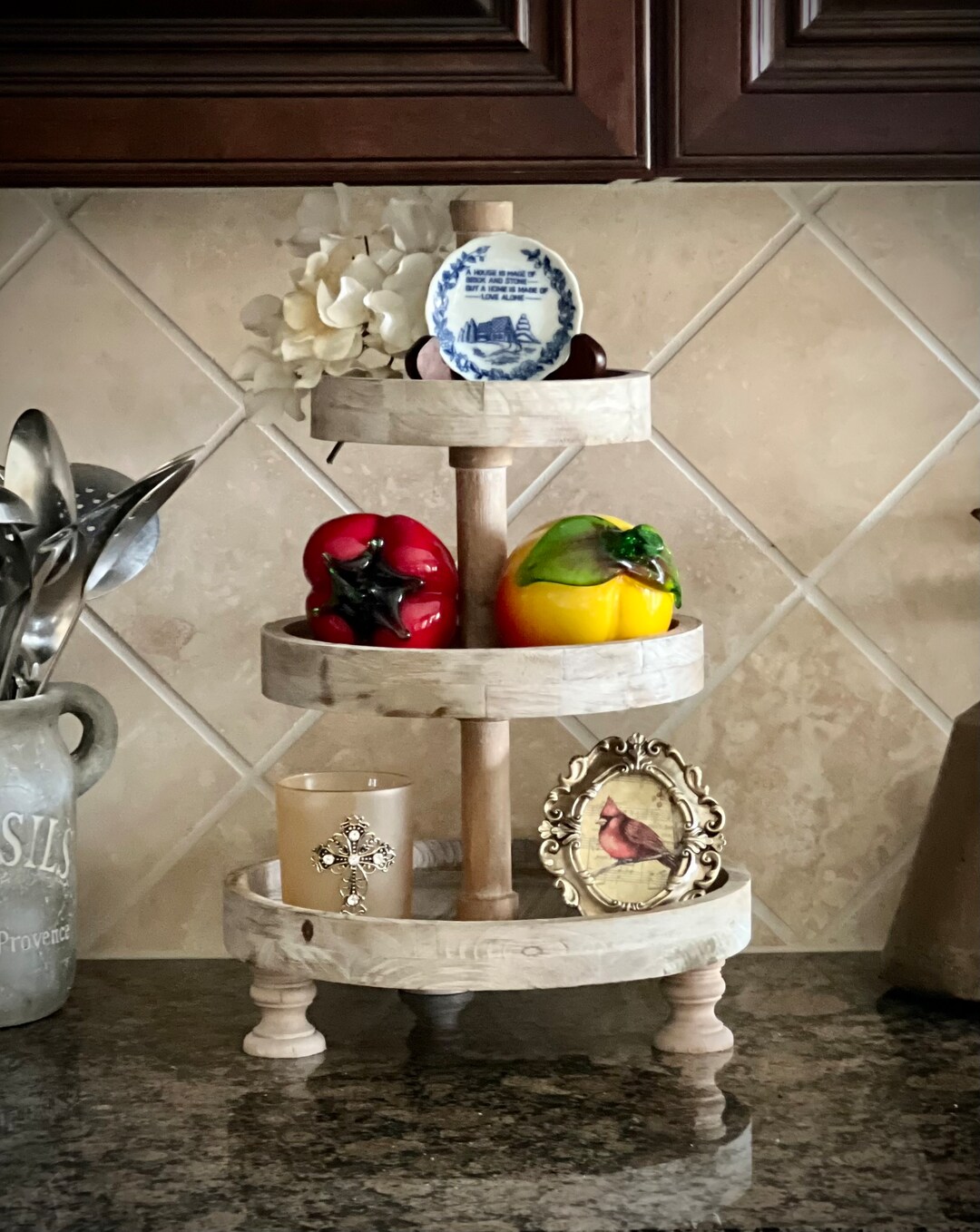 3 Tier Display Stand Three Tiered Tray Wooden Riser - Etsy