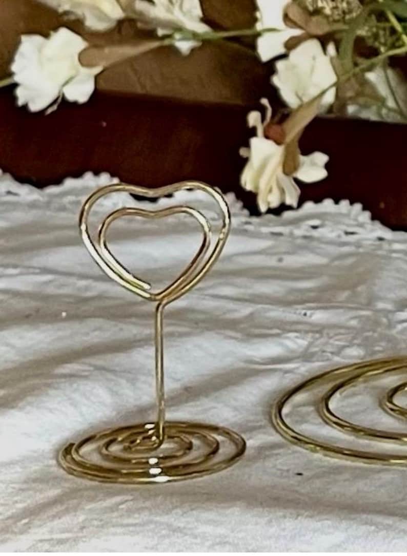 Gold Heart Wedding Table Number Holders: Reception Place Card Stands - Etsy