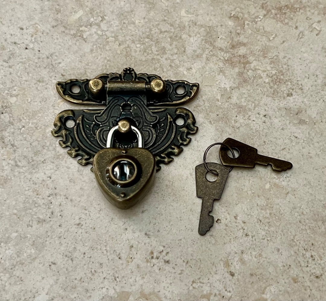 Heart Shaped Brass Lock - Swing Arm Latch - Brass Box Latch - Wedding ...