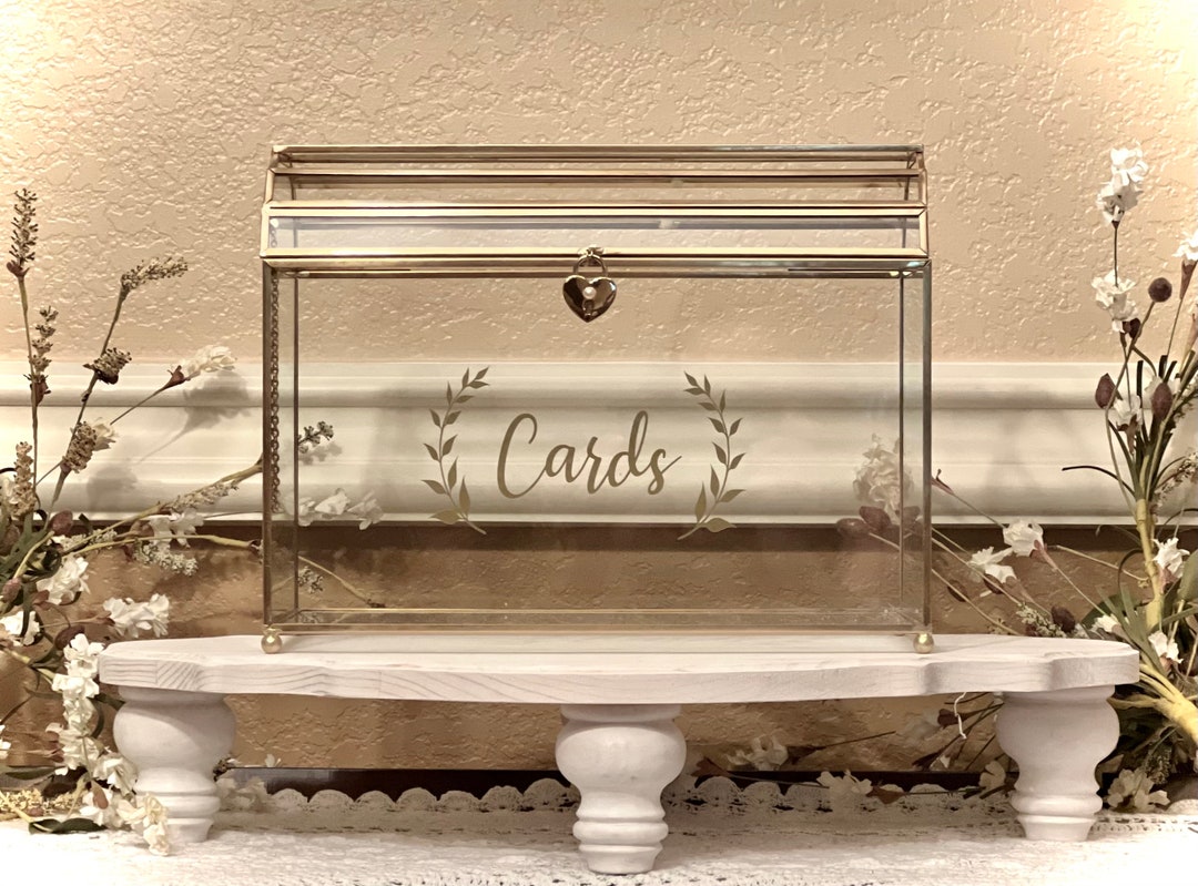 Personalized Glass Wedding Card Box With Heart Lock - Bridal Shower ...
