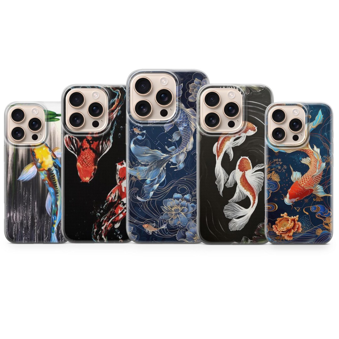 Koi Fish Phone Case Japanese Sea Cover for iPhone 17, 16pro, 15, 14, 13 ...