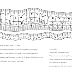 Half-scale Ruler in Inches (printable PDF for Transparency Film) - Etsy