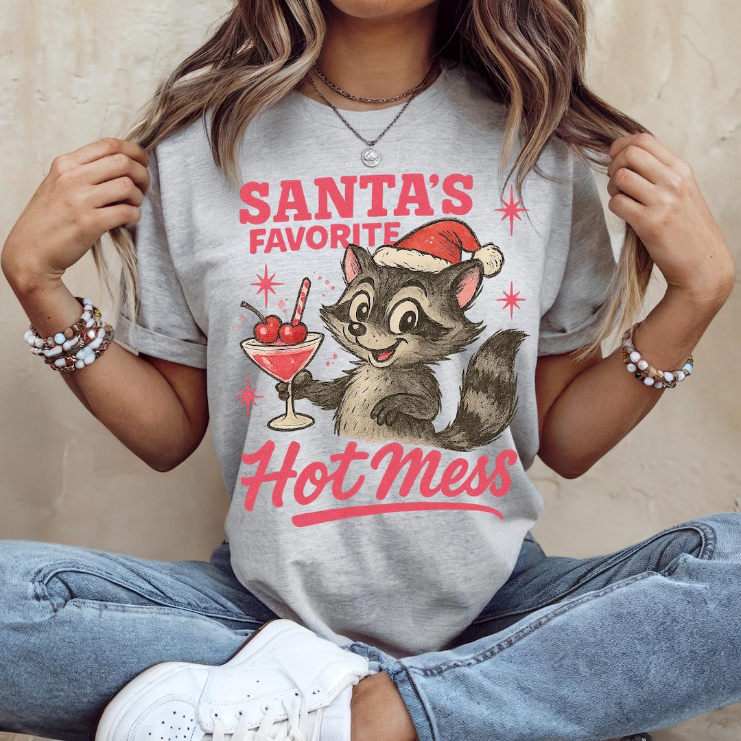 Santa's Favorite Hot Mess PNG, Funny Christmas Raccoon Png, Christmas ...