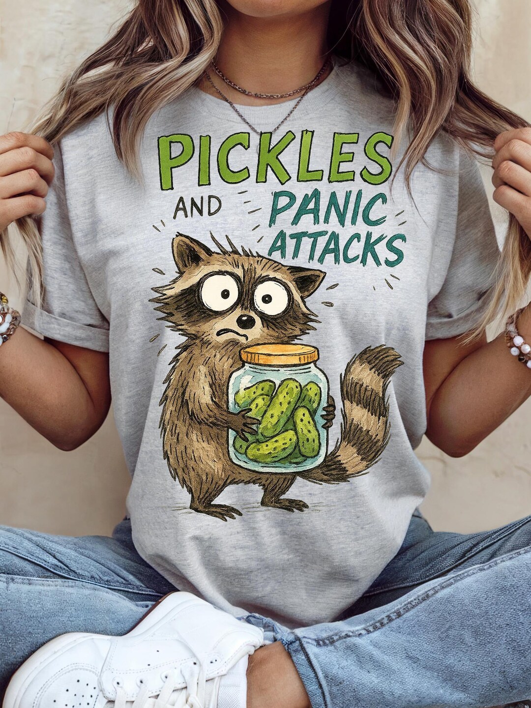 Pickles and Panic Attacks PNG, Funny Raccoon Mental Health PNG, Cute ...