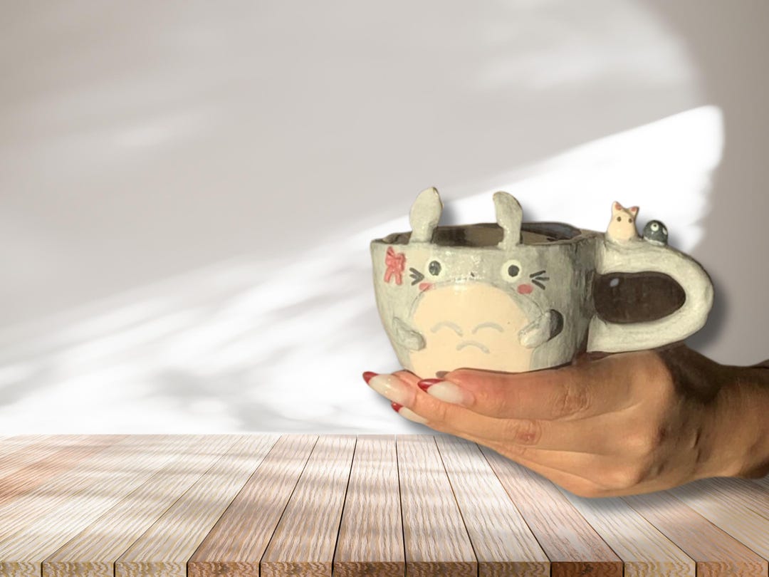 Mini Totoro Mug – Handmade Ceramic Coffee Cup, Forest Friends Anime ...