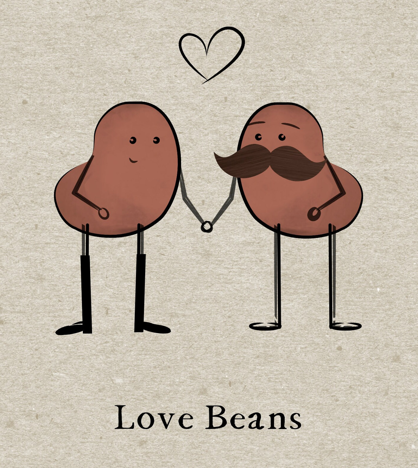 Love Beans, Coffee Bean Drawing Art, Valentine Art - Etsy