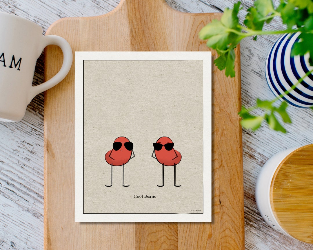 Cool Beans, Beans Drawing Art, Food Art - Etsy