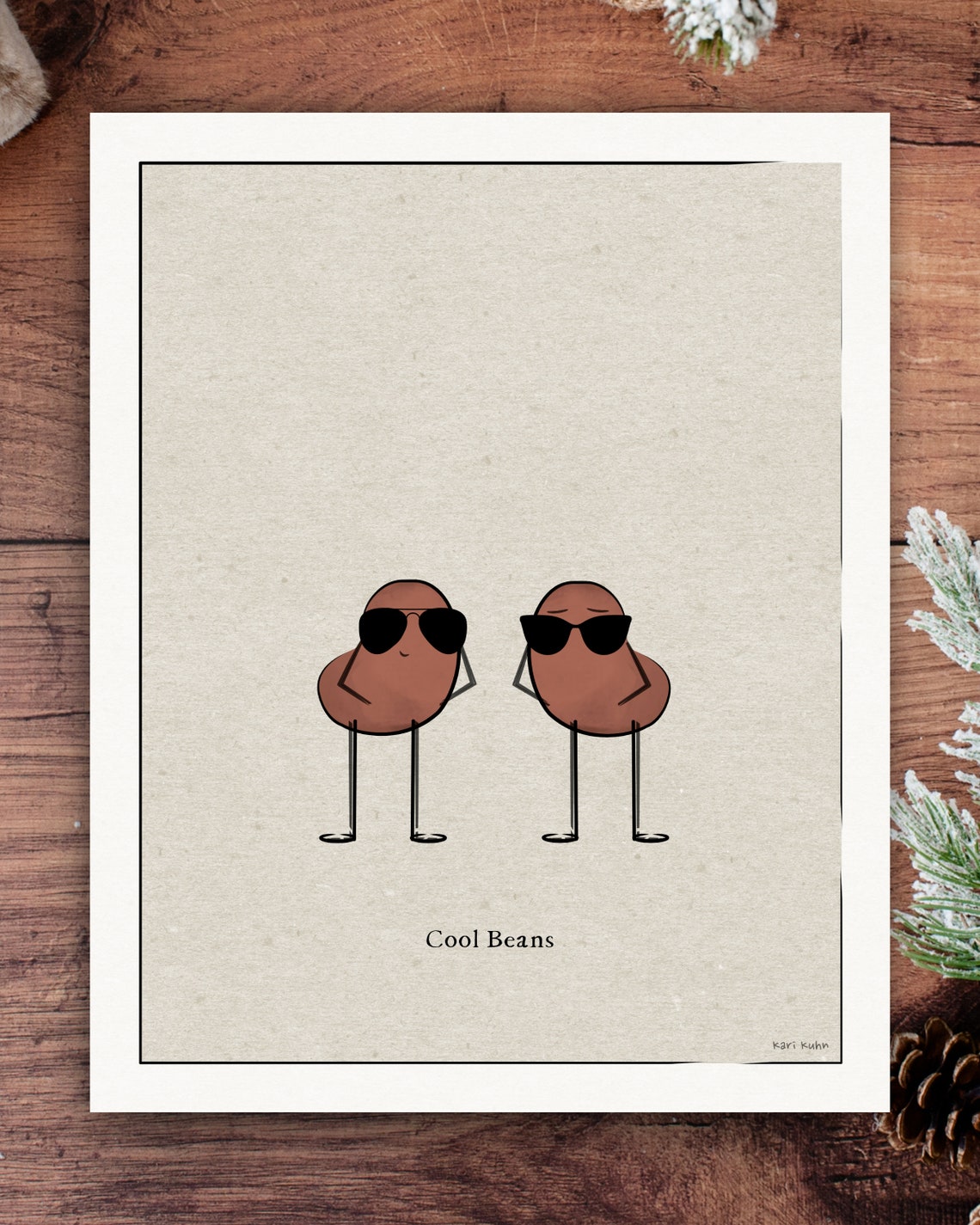 Cool Beans, Coffee Bean Drawing Art, Food Art - Etsy