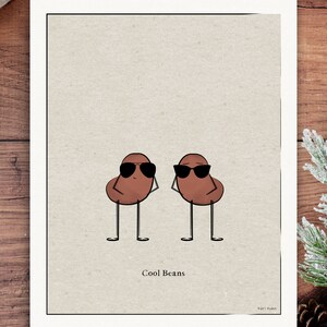 Cool Beans, Coffee Bean Drawing Art, Food Art - Etsy