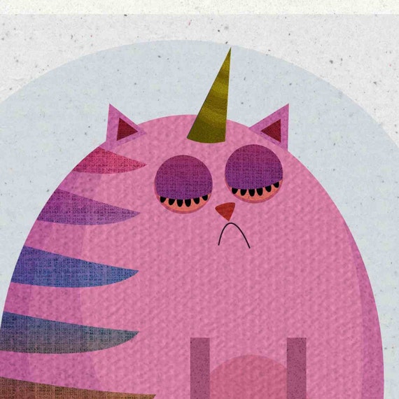 Uni Cat Unicorn Cat Fun Cat Print Pink Cat - Etsy