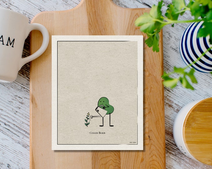 Green Bean Poster Art Print, Kitchen Fruit Decor for Kitchen Dining ...