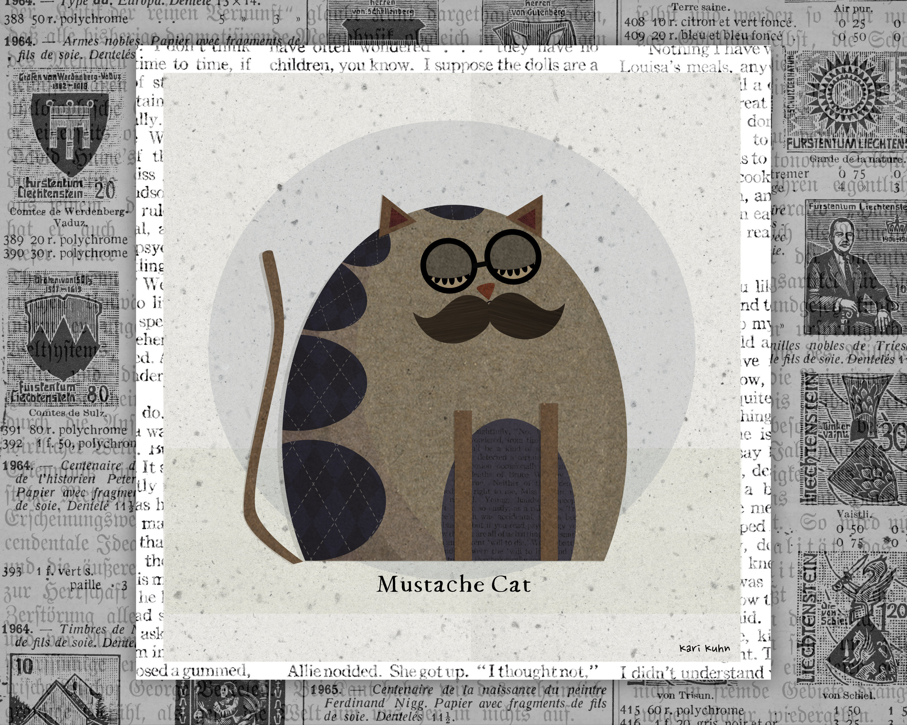 Mustache Cat, Moustache Cat, Printable Art, Illustration, Funny ...