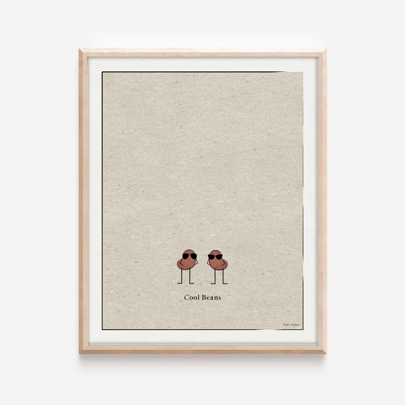 Cool Beans Coffee Bean Drawing Art Food Art - Etsy