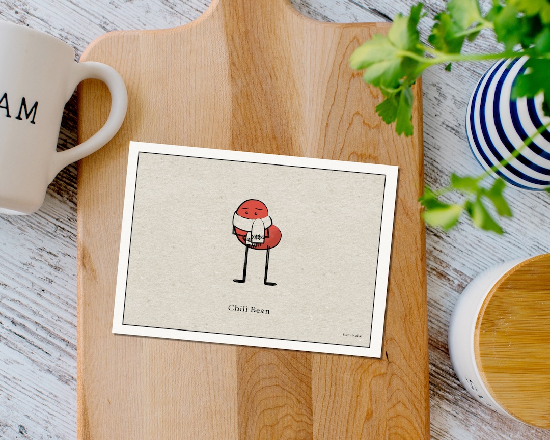 Chili Bean 7 X 5, Beans Drawing, Funny Food Art - Etsy
