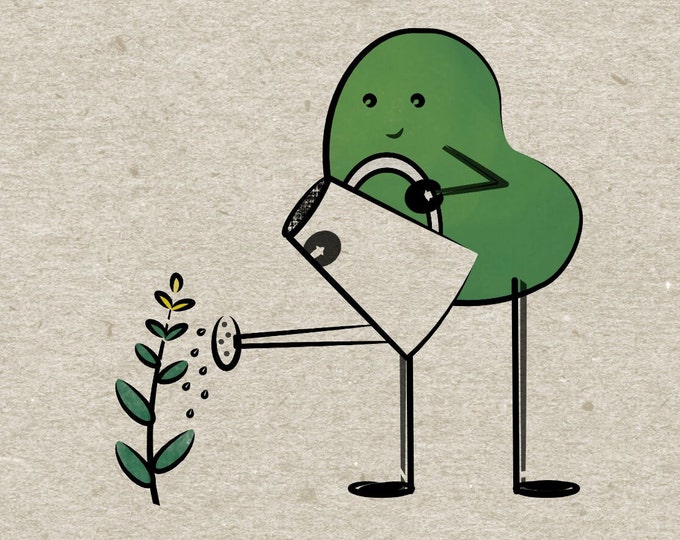 Green Bean Poster Art Print, Kitchen Fruit Decor for Kitchen Dining ...