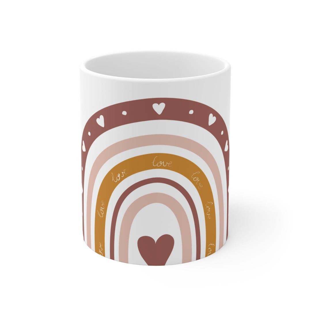 Boho Rainbow Coffee Mug: Trendy Bohemian Ceramic Drinkware - Etsy