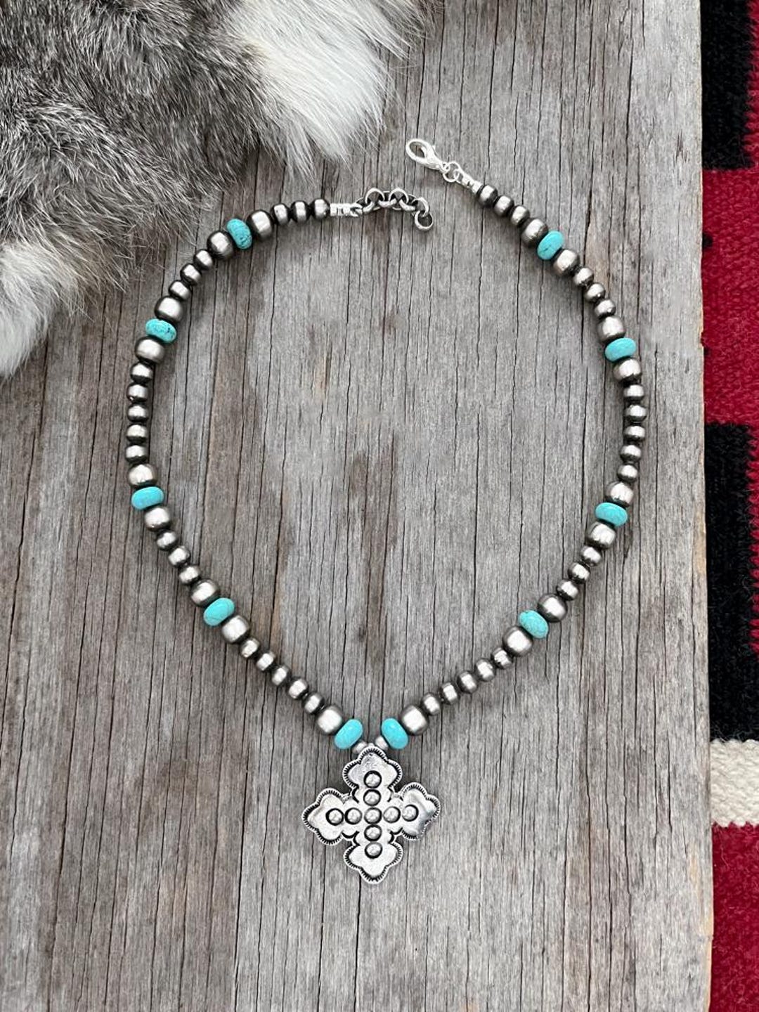 Santa Fe Style Pendant ~ Navajo Pearl German Silver Necklace - Etsy