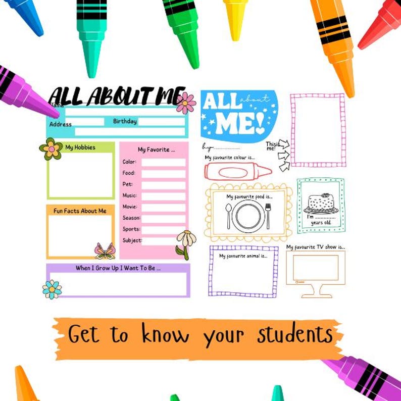 All About Me Printable Worksheets Bundle, Back to School Activities ...