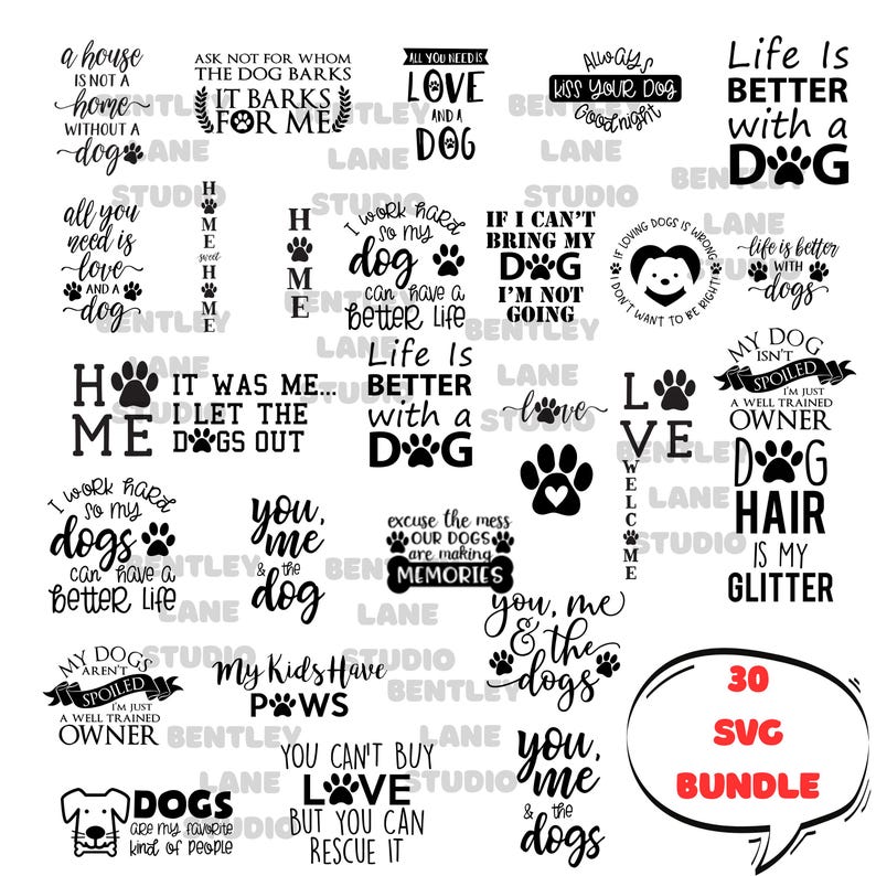Dog Lover SVG Bundle | Paw Print Cut Files (digital Download) - Etsy